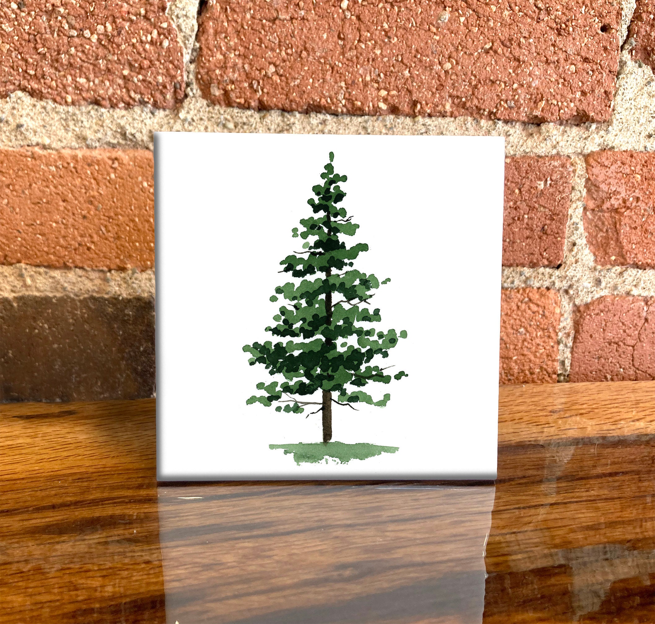 Pine Tree Ceramic Tile Pine Tree Decorative Tile Tree | Etsy