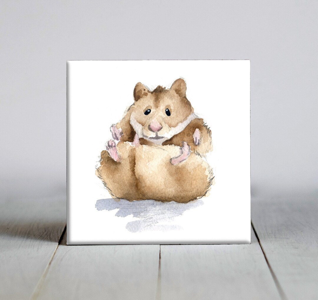 Hamster Sitting Ceramic Tile - Hamster Decorative Tile - Animal Lover ...