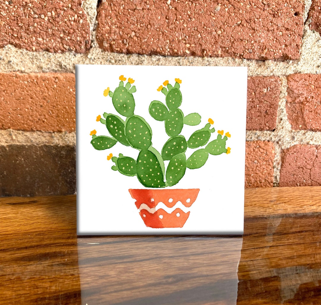 Cactus Ceramic Tile Cactus Decorative Tile Cactus Lover - Etsy