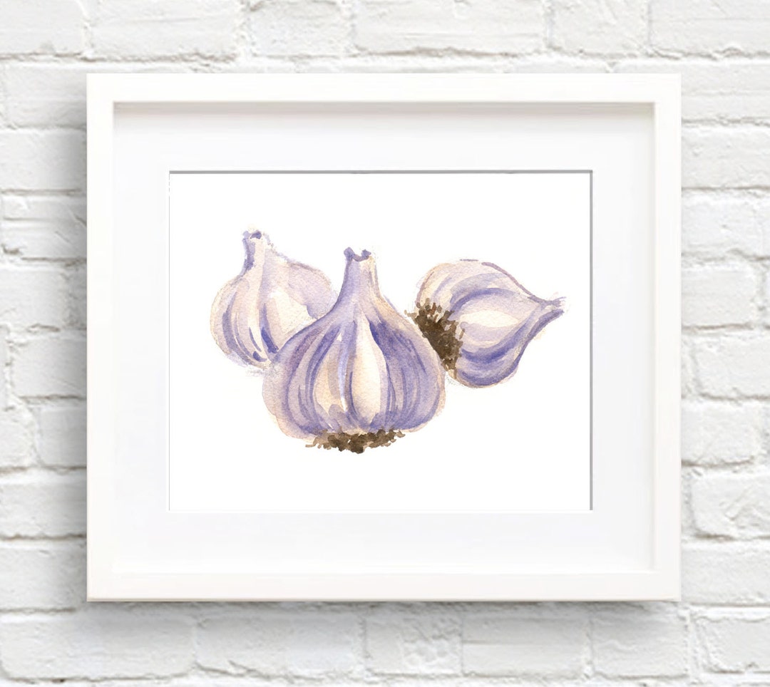 Garlic - Art Print - Kitchen Art - Wall Decor - Watercolor Painting - Etsy