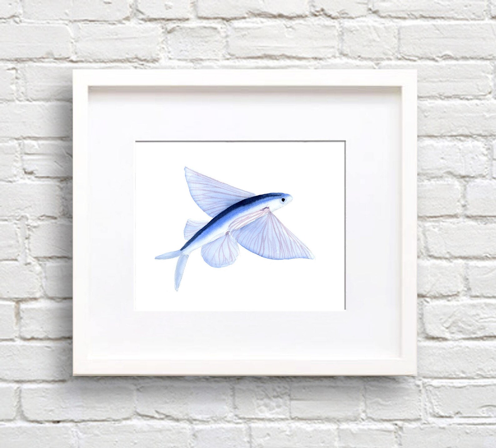Flying Fish Art Print Wall Decor Watercolor Painting - Etsy