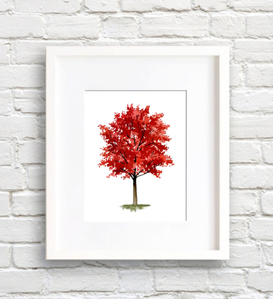 Maple Tree Art Print Wall Decor Watercolor Painting | Etsy