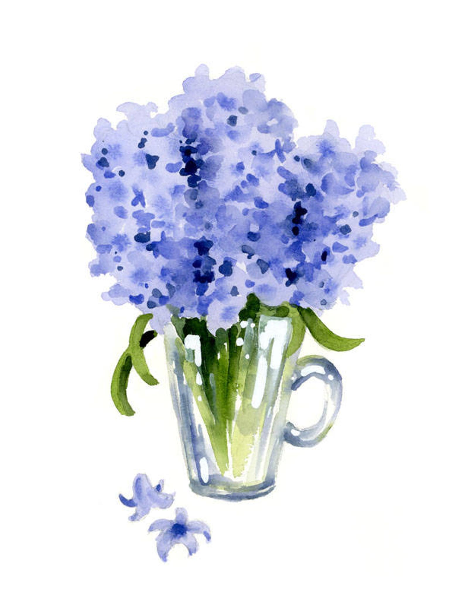 Hyacinth Art Print - Hyacinth Flower Wall Decor - Floral Watercolor ...