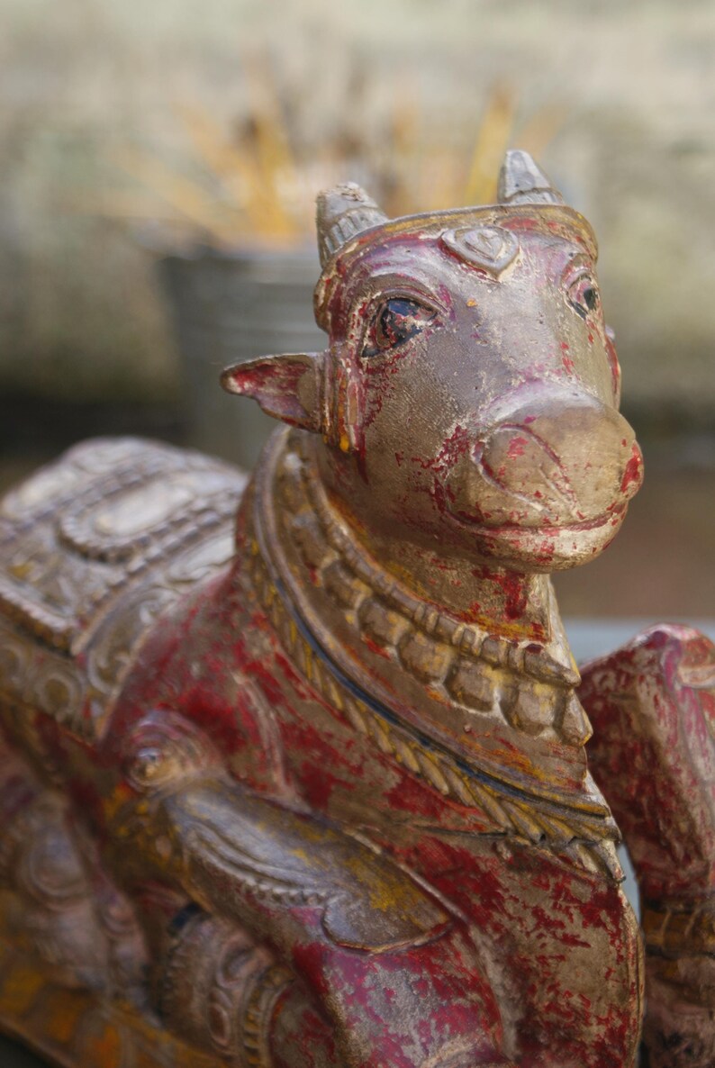 Early 20th Century Indian Carved Wood Nandi Figure - Etsy