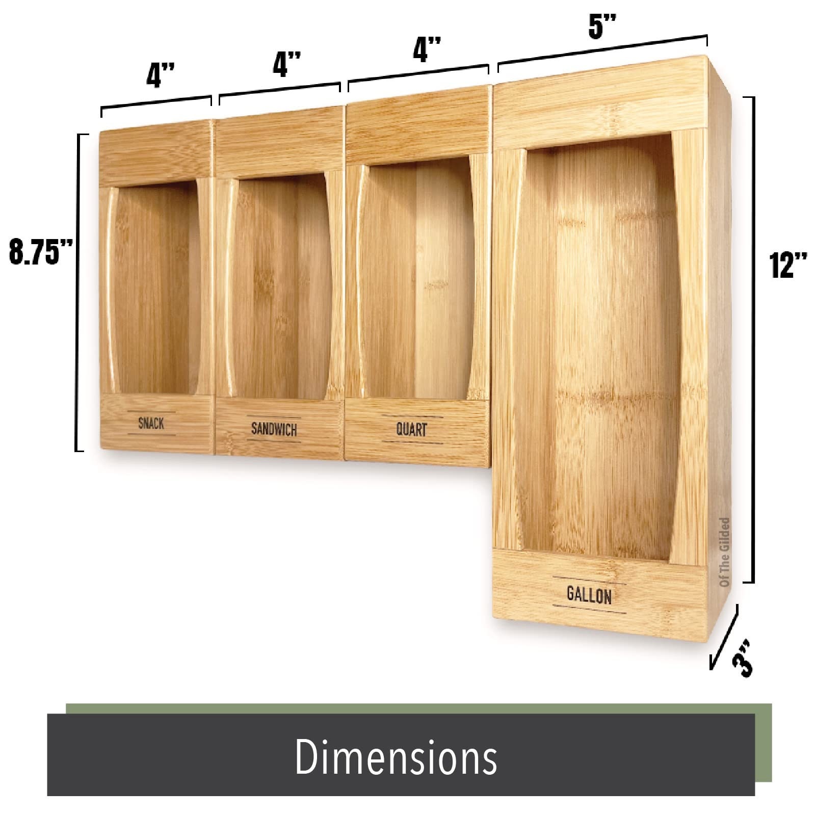 Sandwich Bag Storage Organizer - Premium Bamboo Wooden Box Baggie ...