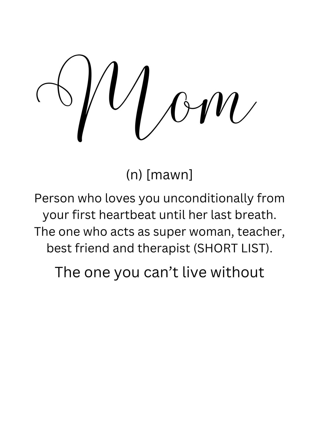 Mom Dictionary Definition SVG Printable Quote Funny Mom Quote - Etsy