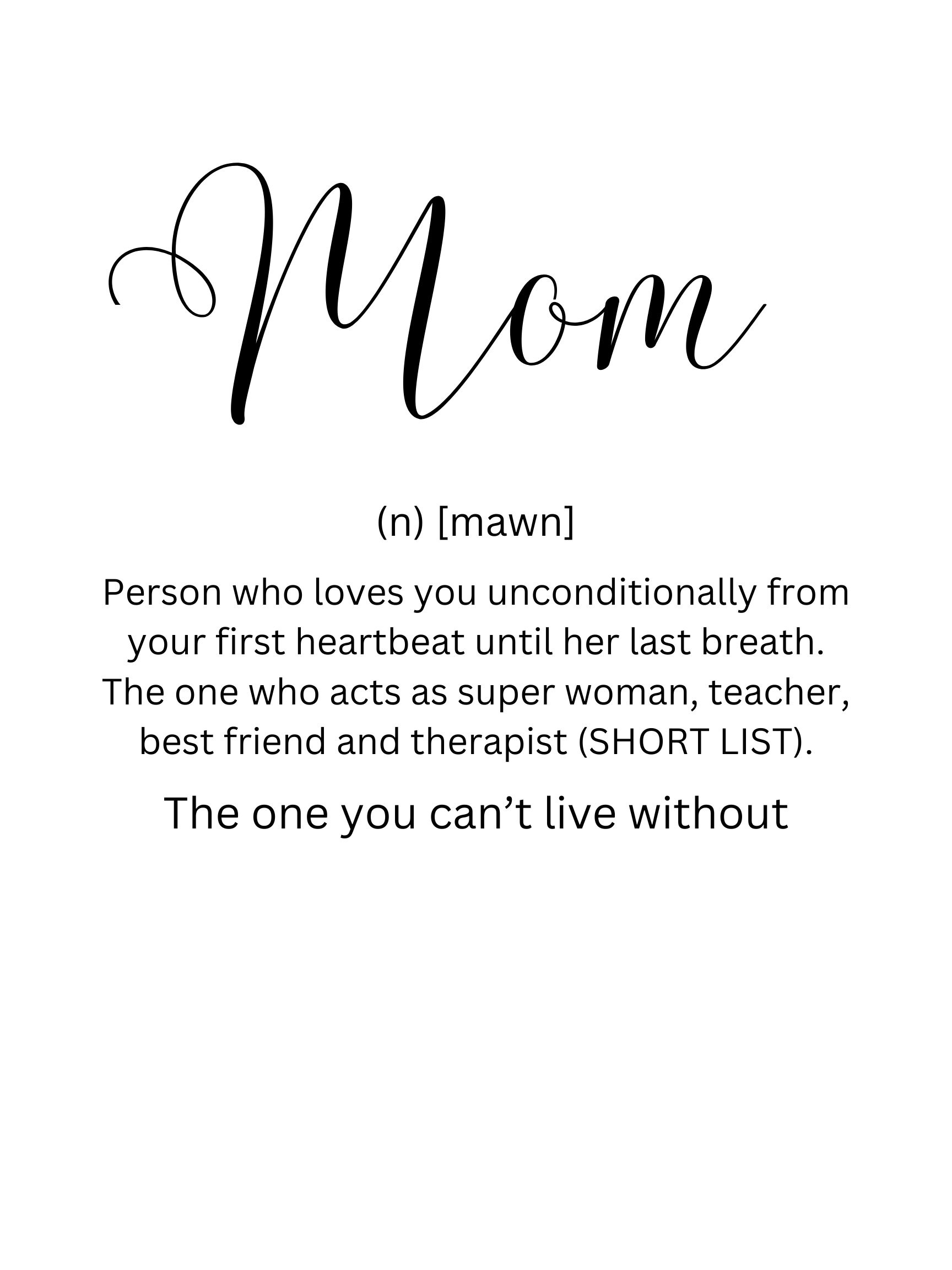 Mom Dictionary Definition SVG Printable Quote Funny Mom Quote - Etsy