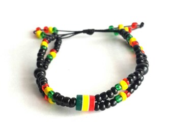 Rasta bead bracelet | Etsy