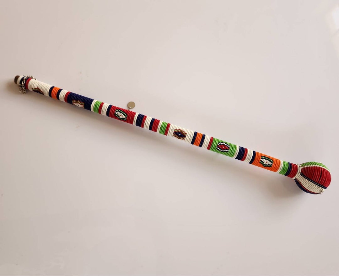 Kenyan Maasai Rungu Walking Stick , Beaded Talking Stick , Maasai Rungu ...