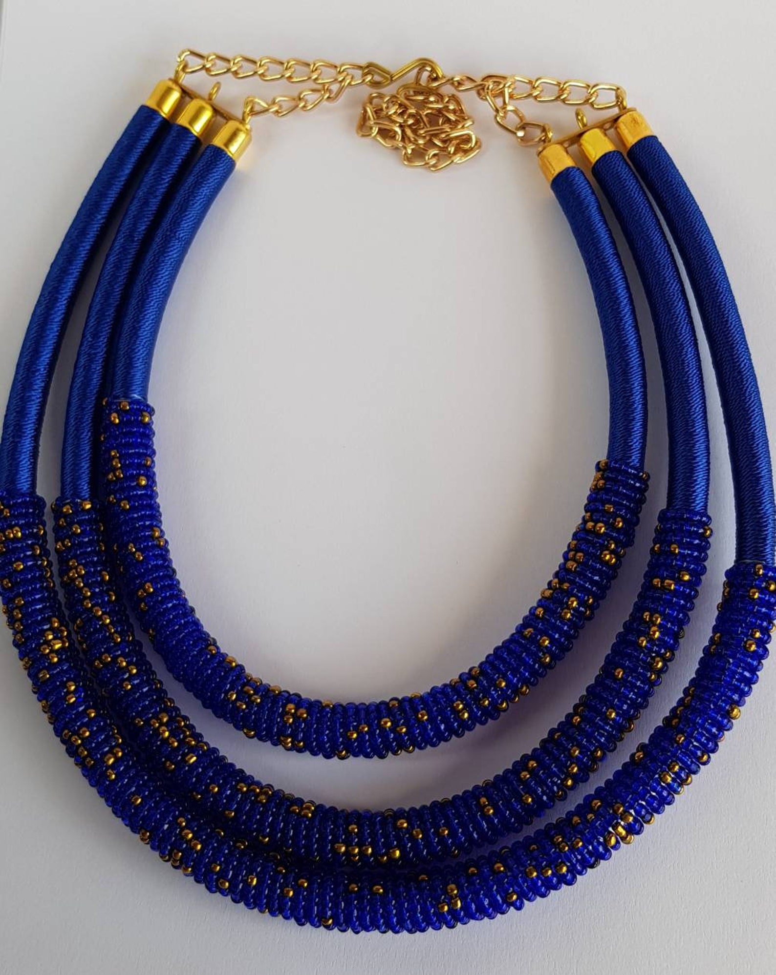 Collier bleu royal collier de perles africaines bijoux - Etsy France