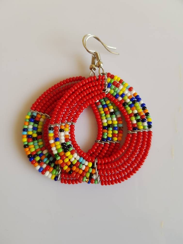 11 African Maasai earrings Assorted earrings Beaded maasai | Etsy
