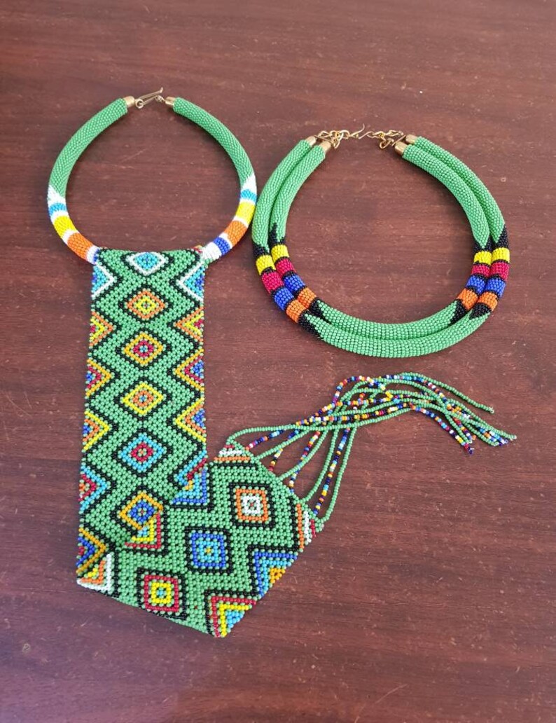 2 Set African Zulu Wedding Necklace Maasai Necklace Sets Etsy