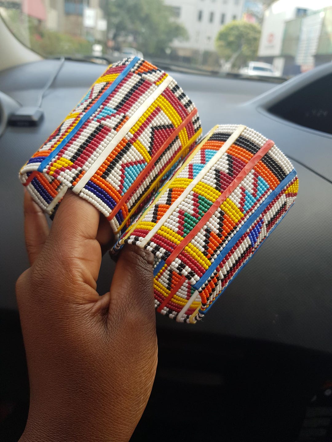 Maasai Beaded Bracelets, A Set of 2 Bangles, Maasai Bracelets. - Etsy