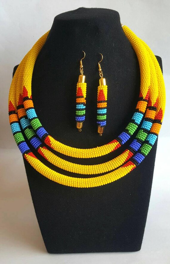 African Necklace Zulu Necklace Maasai Beaded Necklace With