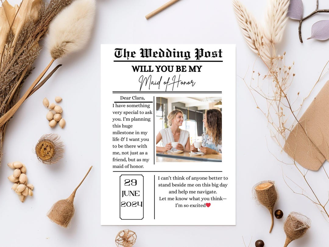 Custom Will You Be My Maid of Honor Newspaper Edit – Personalized ...