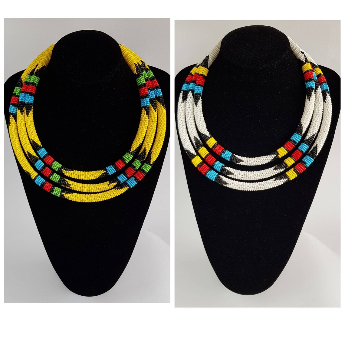 African Beaded Necklace Maasai Beaded Necklace Multistrand - Etsy