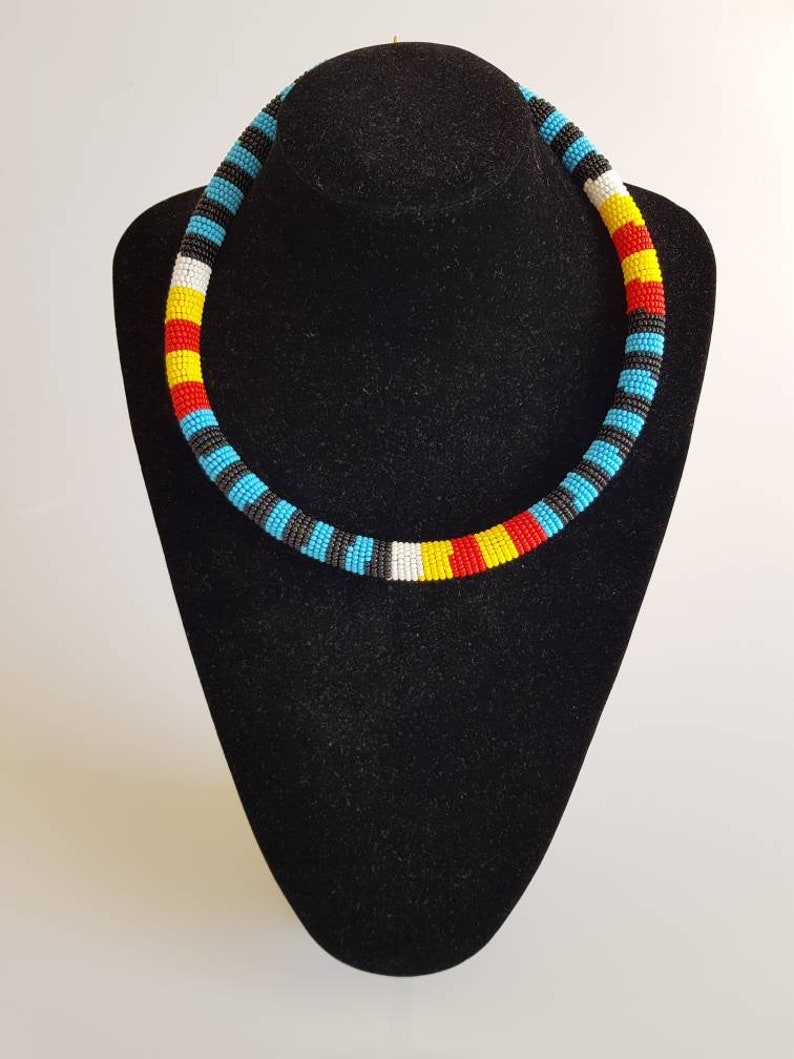 African maasai beaded necklace with matching earrings blue | Etsy