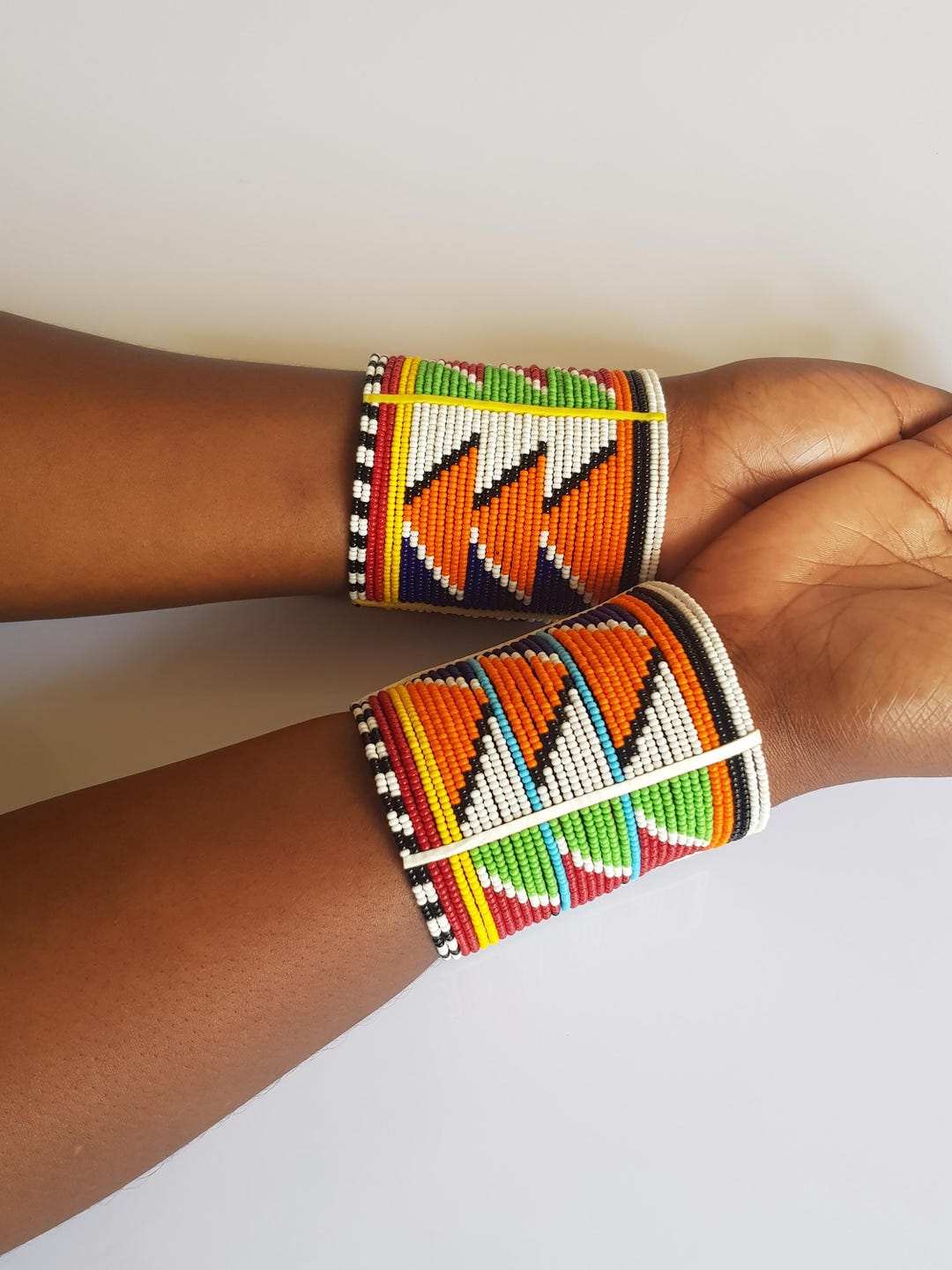 Set of 2 Beaded Bracelets, Maasai Bangles, Maasai Bracelets, African ...