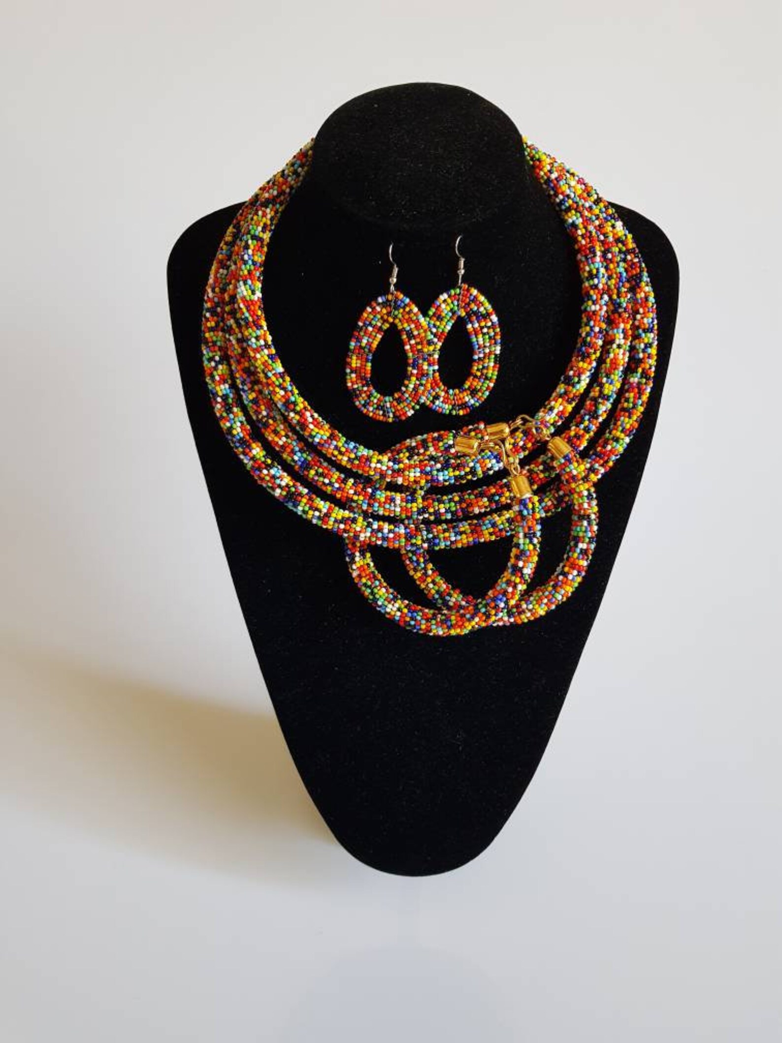 Multicolor Necklace With Matching Bracelets and Earrings | Etsy