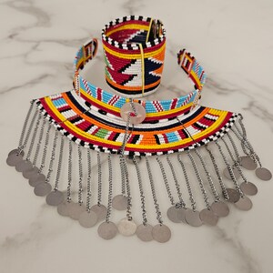 Maasai Wedding Necklace Set, Kenyan Made Jewelry, African Beaded ...