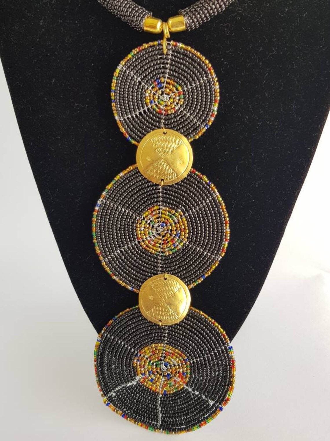 Black Beaded Necklace Long Statement Necklace African Bead - Etsy