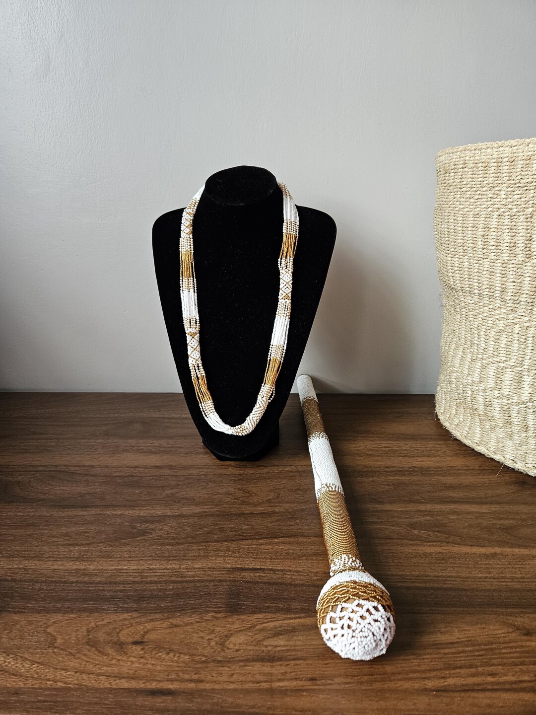African Beaded Necklace , Zulu Beaded Necklace With Matching Rungu ...