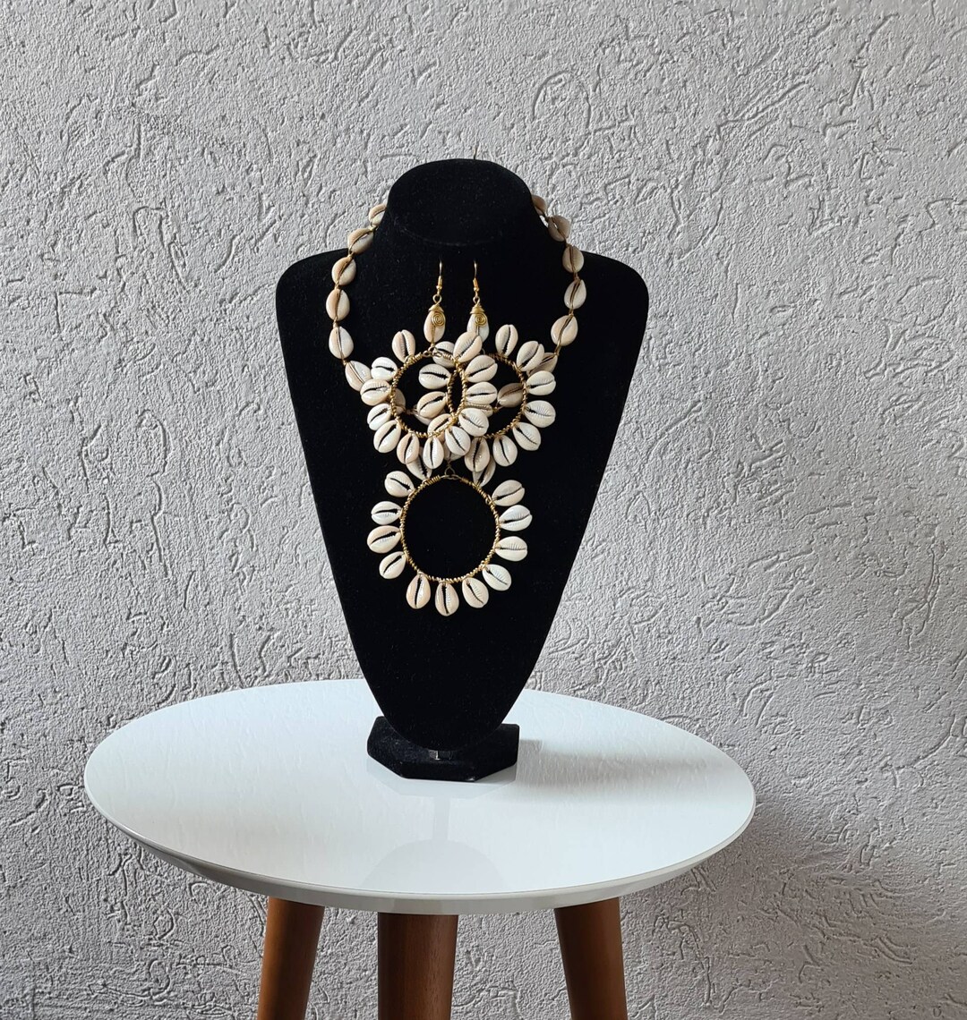 Cowrie Shell Necklace With Matching Earrings African Shell Necklace ...