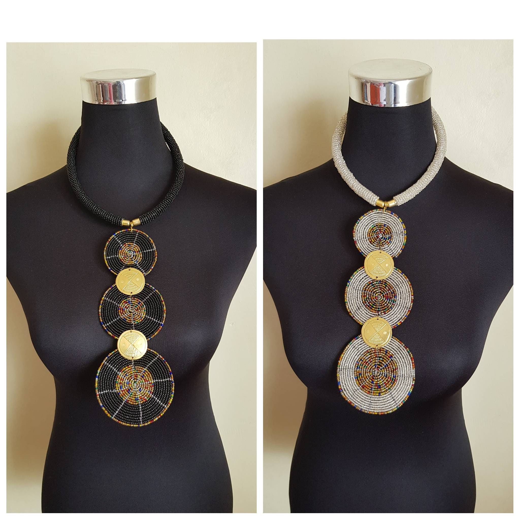 African Beaded Necklace African Necklaces African Bead Etsy