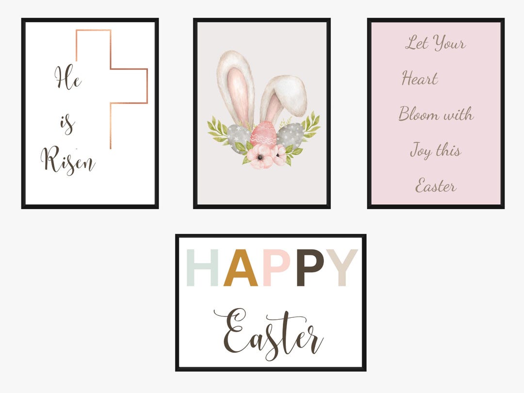 Happy Easter Wall Art Printable Set of 4 | Easter Printable Art Decor ...