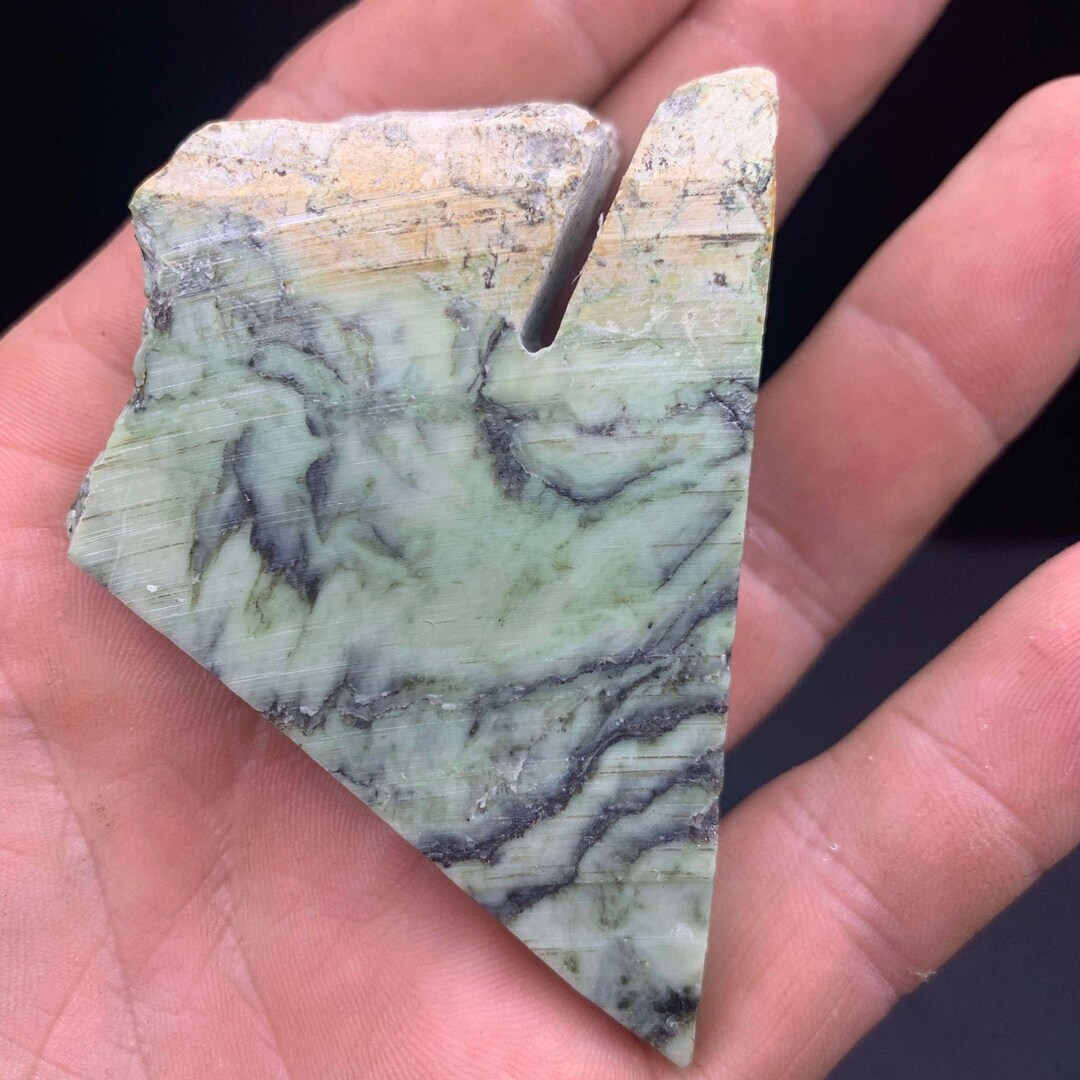 Celadon & Black Jade Pendant Slab - Etsy