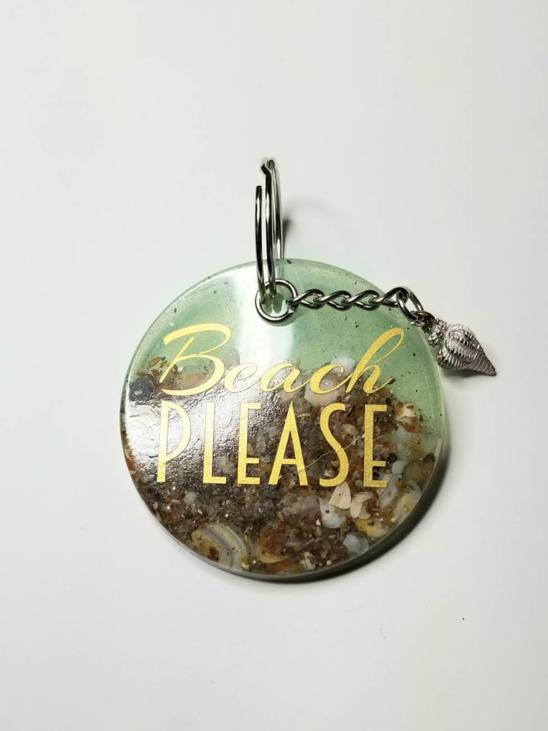 Beach Keychain, Glitter Resin Beach Sand and Shells Keychain, Beach ...