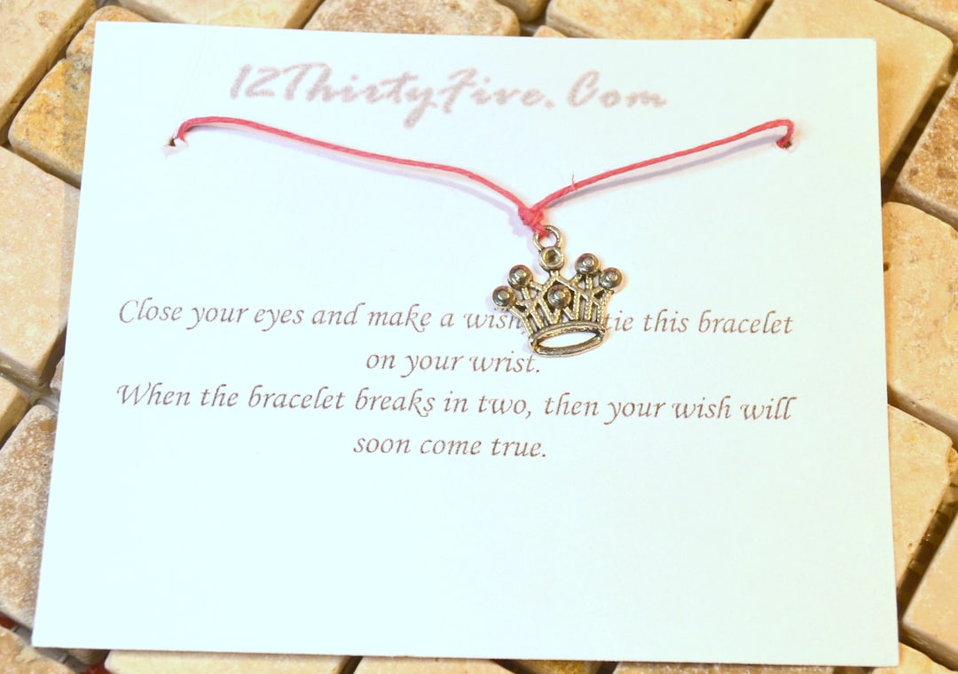 Crown Wish Bracelet: Princess Queen Charm, Friendship Jewelry - Etsy