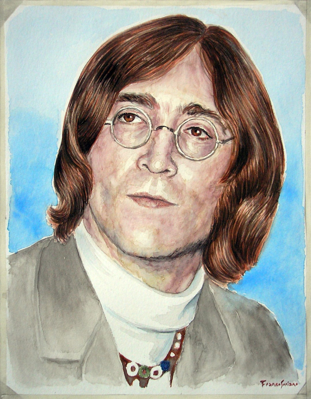 John Lennon Beatles Original Painting Watercolor 100% Handmade Portrait ...
