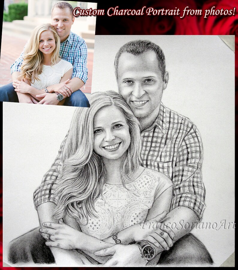 Drawing Commission Drawing From Photo Charcoal Portrait CUSTOM - Etsy