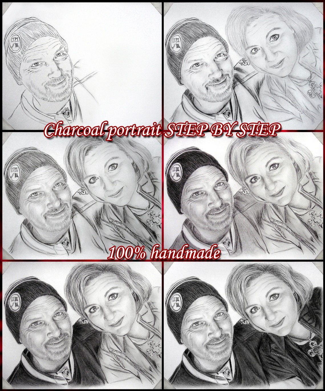 Drawing Commission Drawing From Photo Charcoal Portrait - Etsy