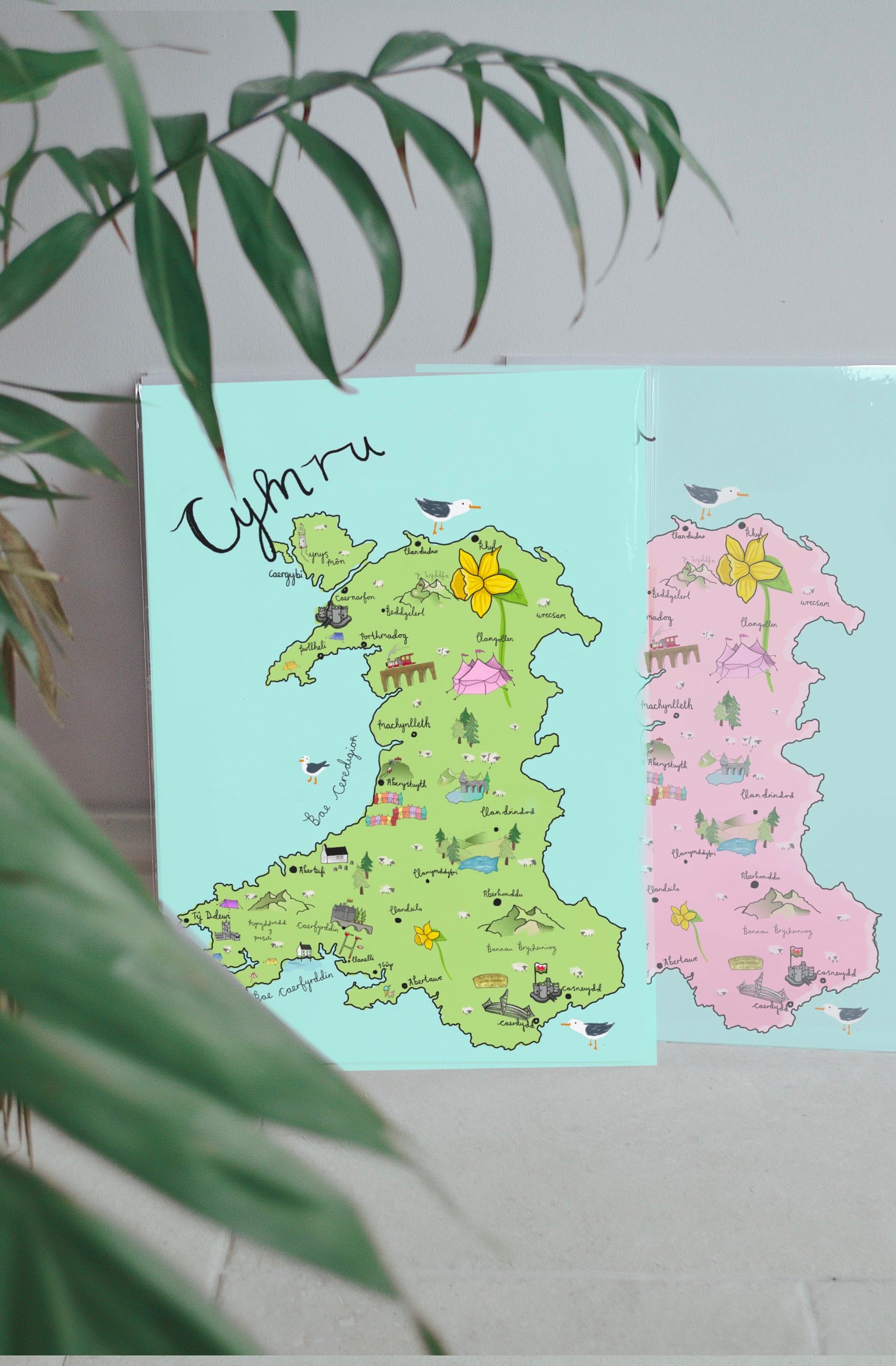 Map O Gymru Welsh Map of Wales Illustration A3 | Etsy UK