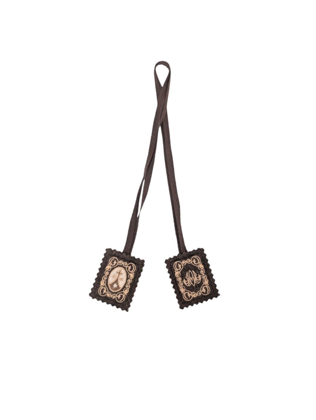Premium Wool Brown Scapular | Wearable Embroidered Scapular | Our Lady ...