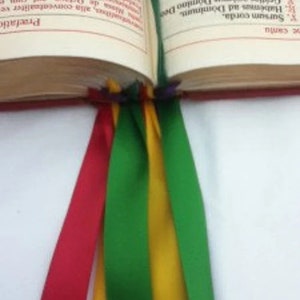 Custom Missal Ribbon Marker – 6 Satin Ribbons on Leather Tab – Altar ...