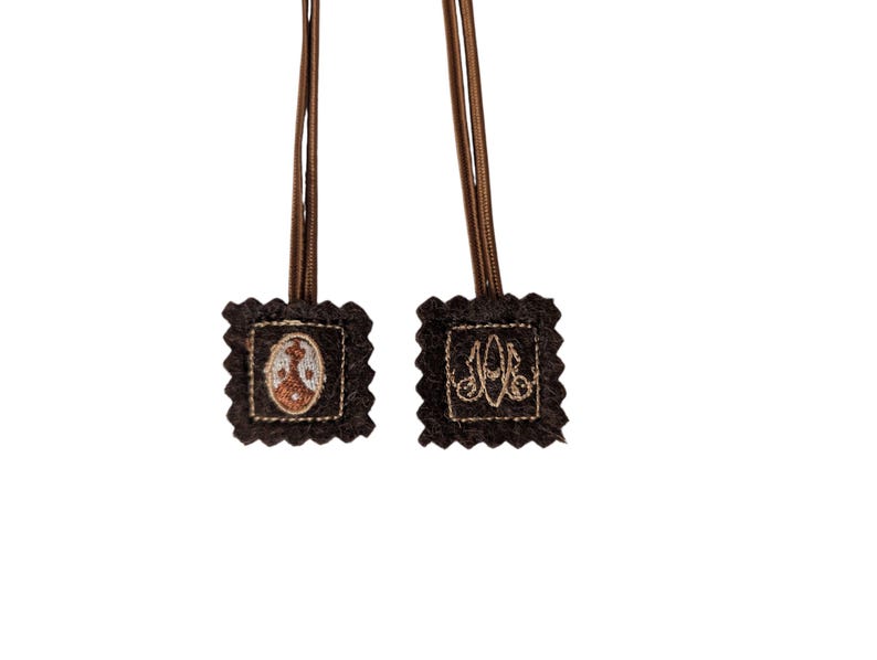 Tiny Brown Scapular | Mini Wool Scapular With Carmelite Symbols | Our ...
