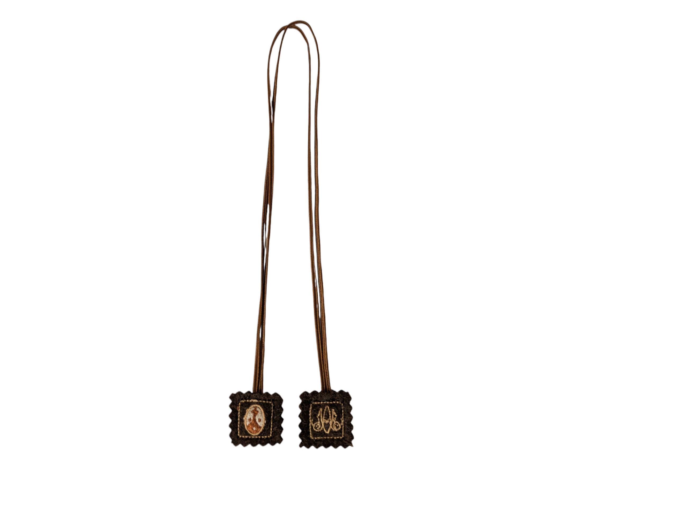 Tiny Brown Scapular | Mini Wool Scapular With Carmelite Symbols | Our ...