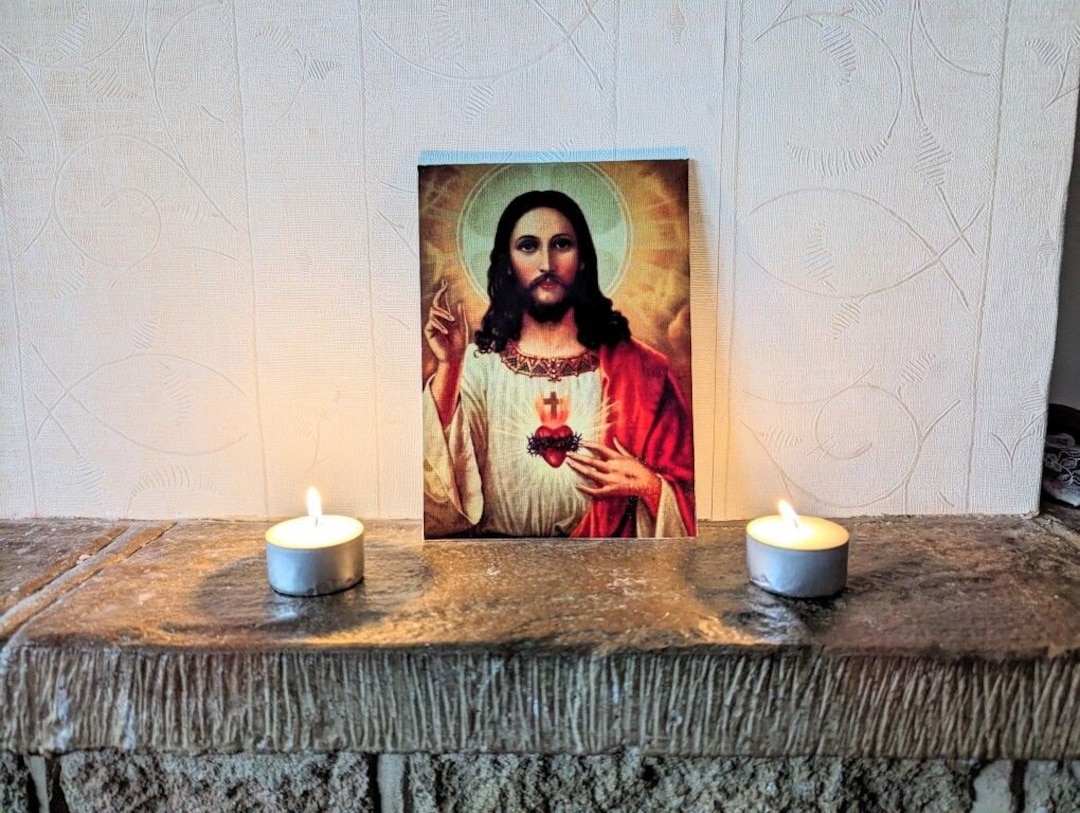 Sacred Heart of Jesus, Home Altar Canvas Home Altar Image, Devotional ...