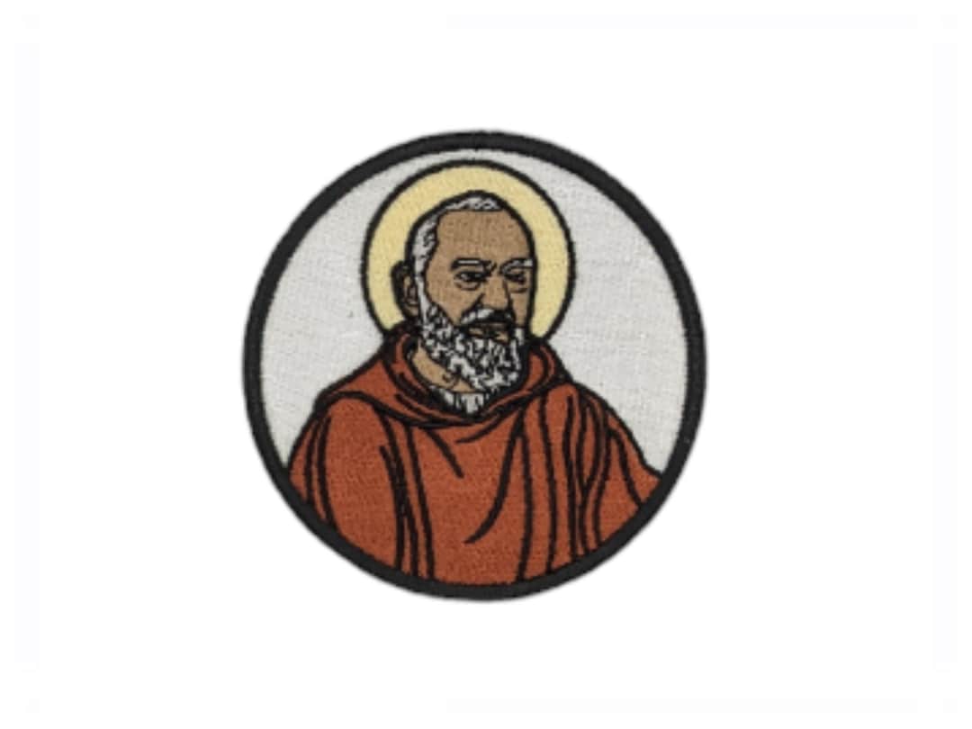 St Padre Pio Catholic Patch – Embroidered Iron-on & Sew-on Badge, Round ...