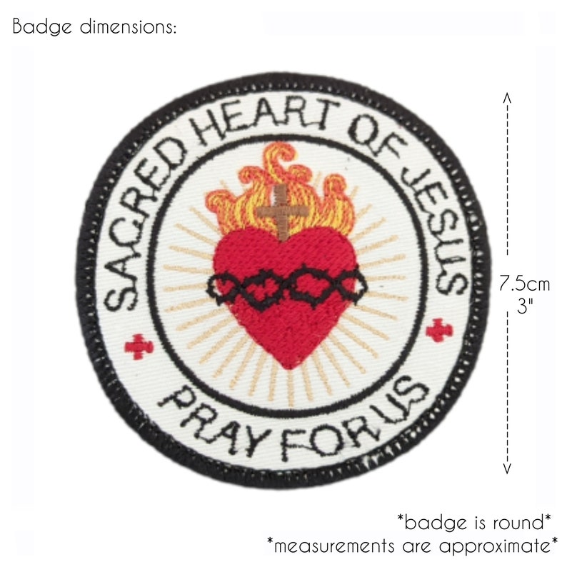 Sacred Heart of Jesus Badge Patch – Catholic Iron-on/sew-on Embroidered ...