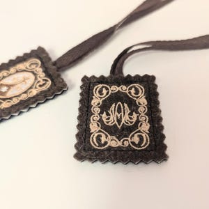 Embroidered Scapular, Brown Scapular, Our Lady of Mount Carmel ...