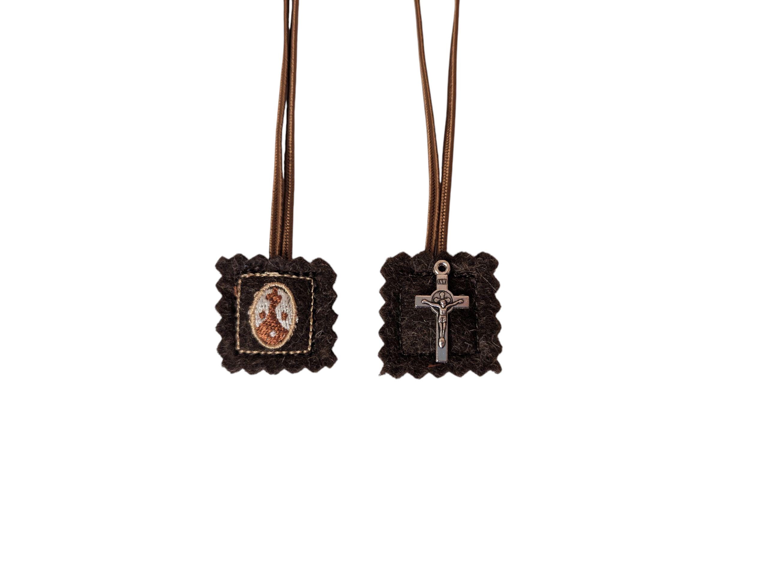 Tiny Brown Scapular | Mini Wool Scapular With Carmelite Symbols | Our ...