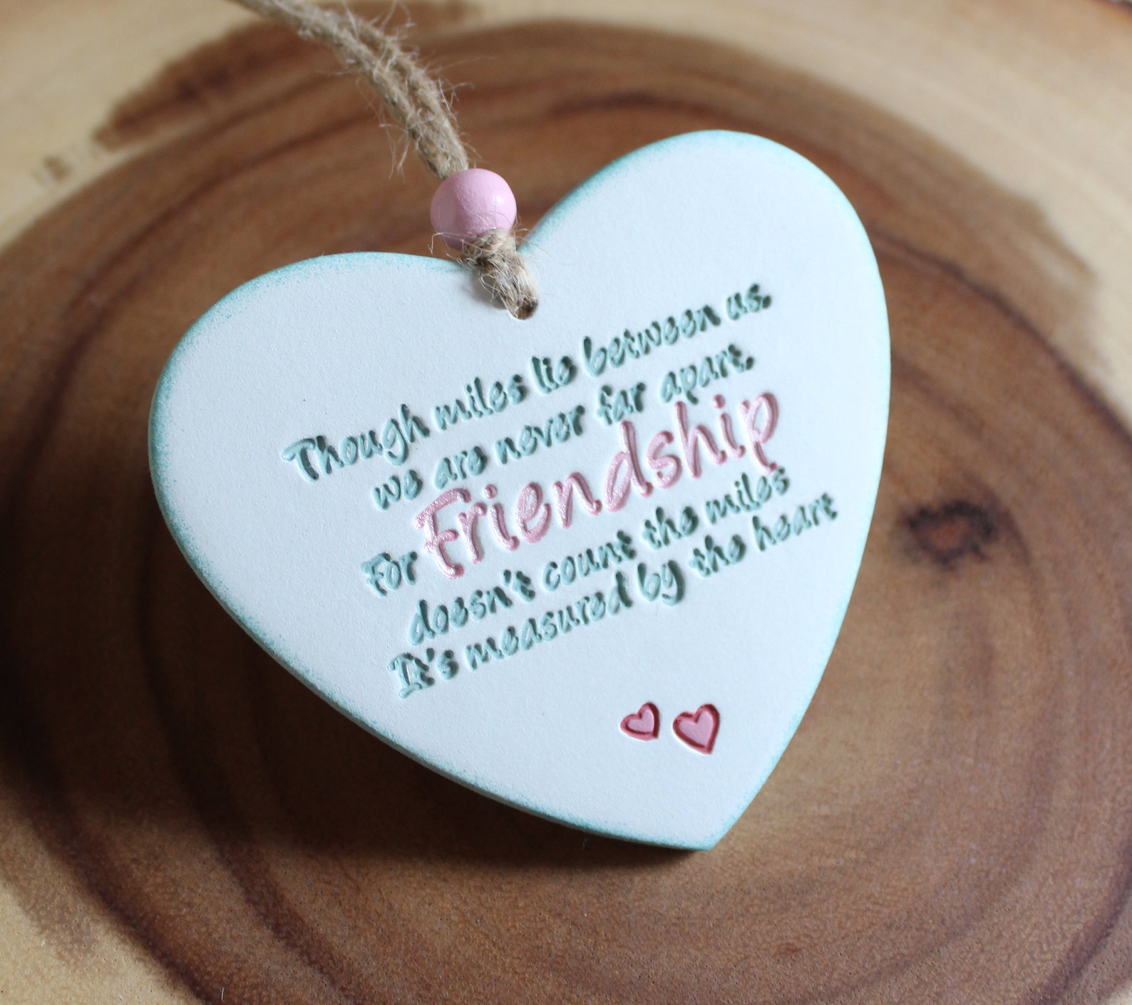 Friendship Gift Heart. Handmade and Hand Painted Clay Hanging - Etsy UK
