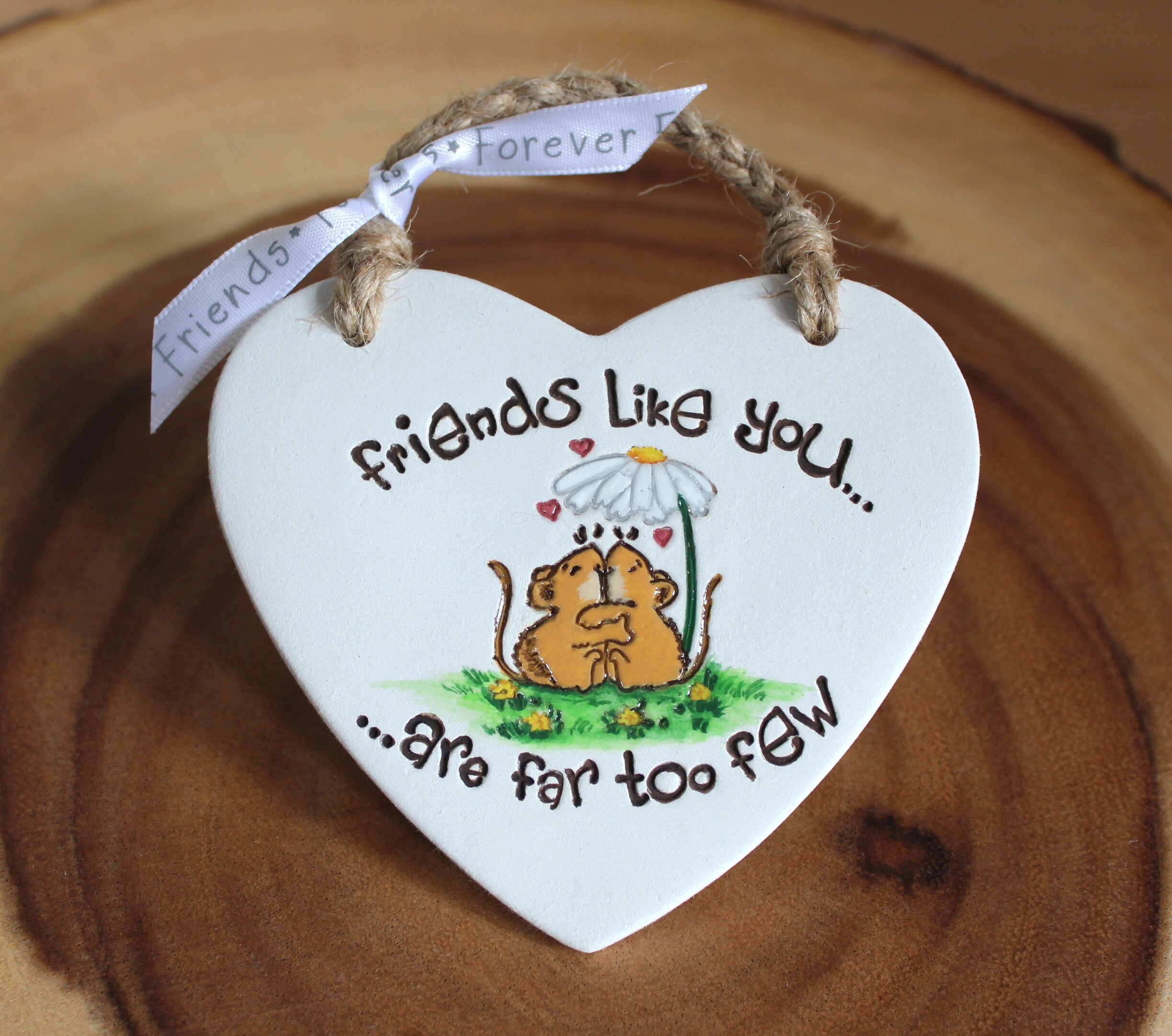 Friendship Hanging Heart Gift. Handmade Clay Hanging Heart - Etsy UK