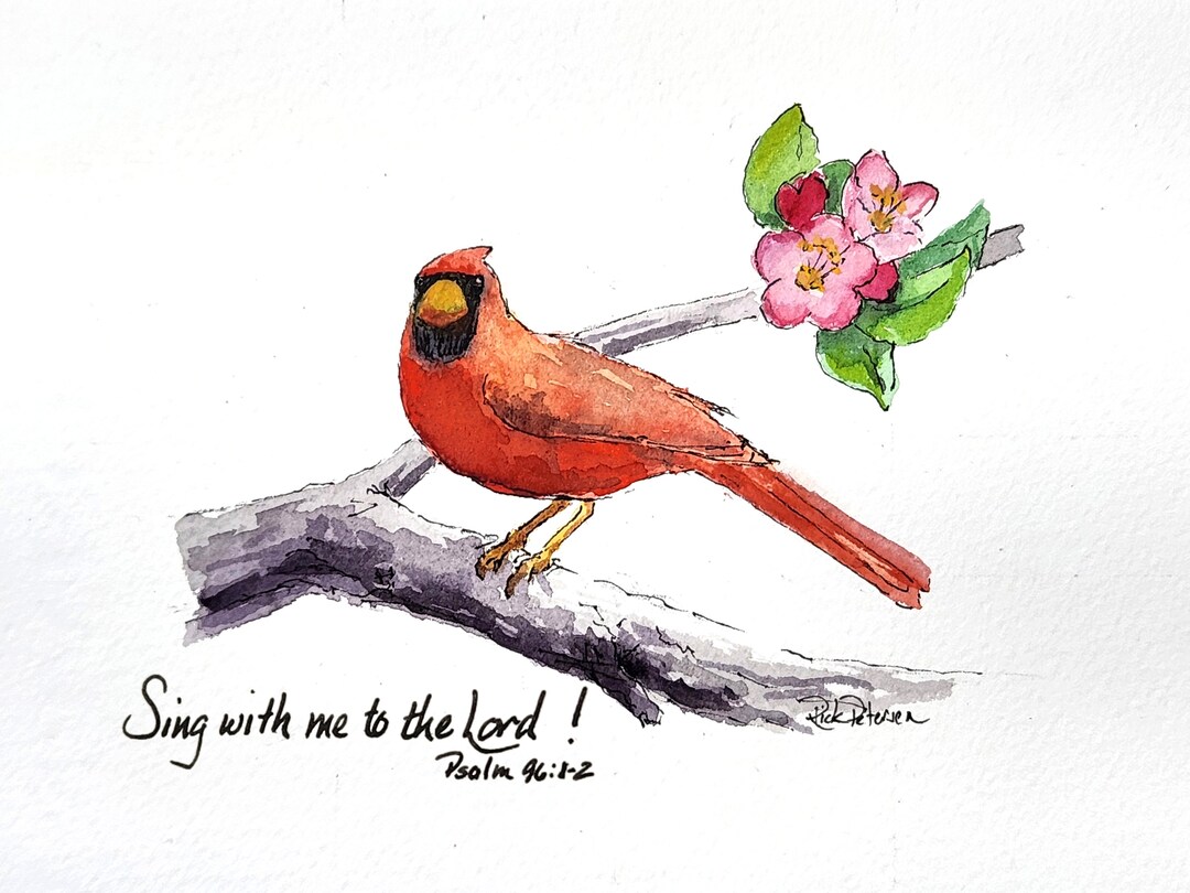 Digital Download, Inspirational Bible Verse, Cardinal 5, Psalm 96:1 ...