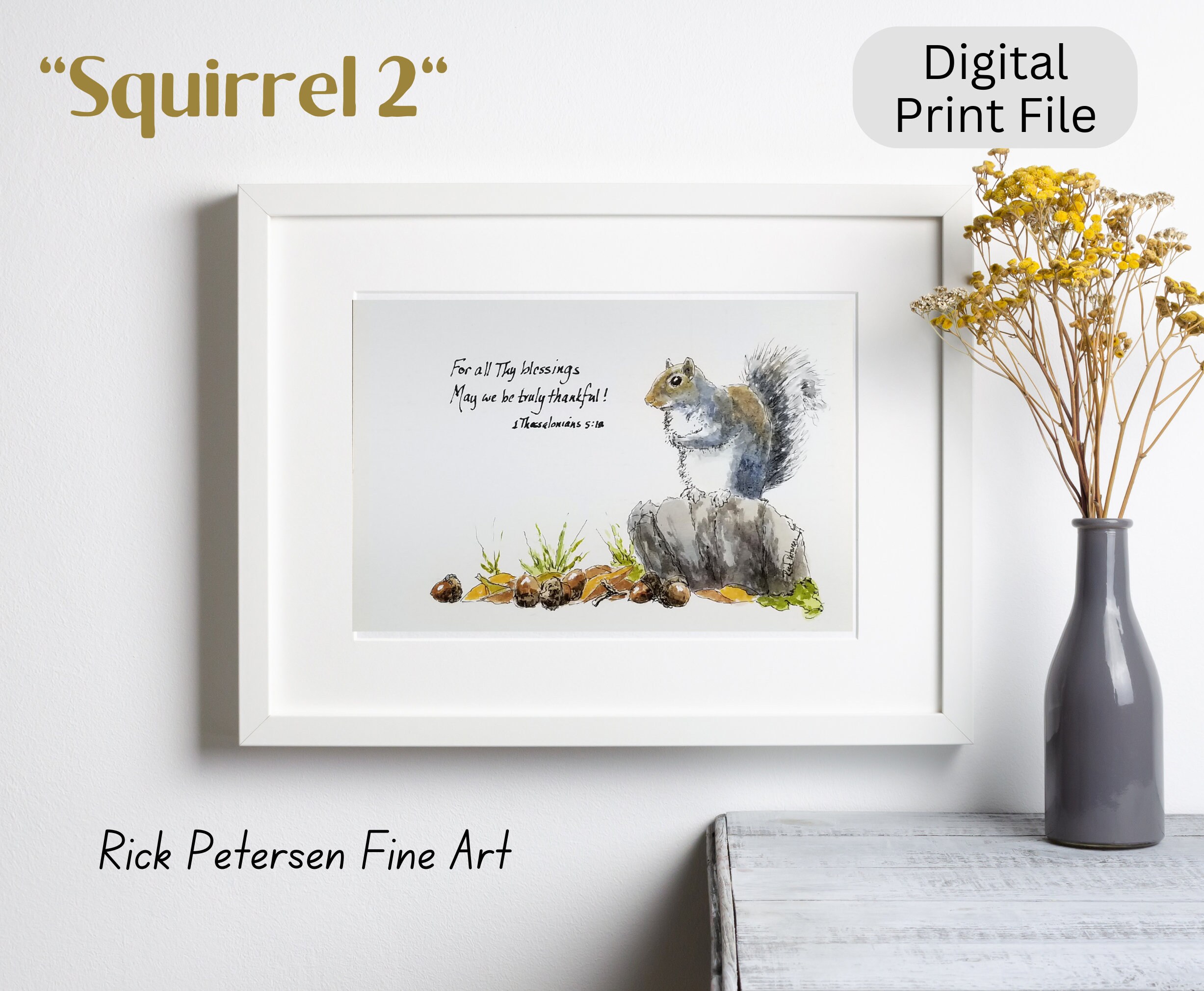 Digital Download, Inspirational Bible Verse, Squirrel and Acorns ...