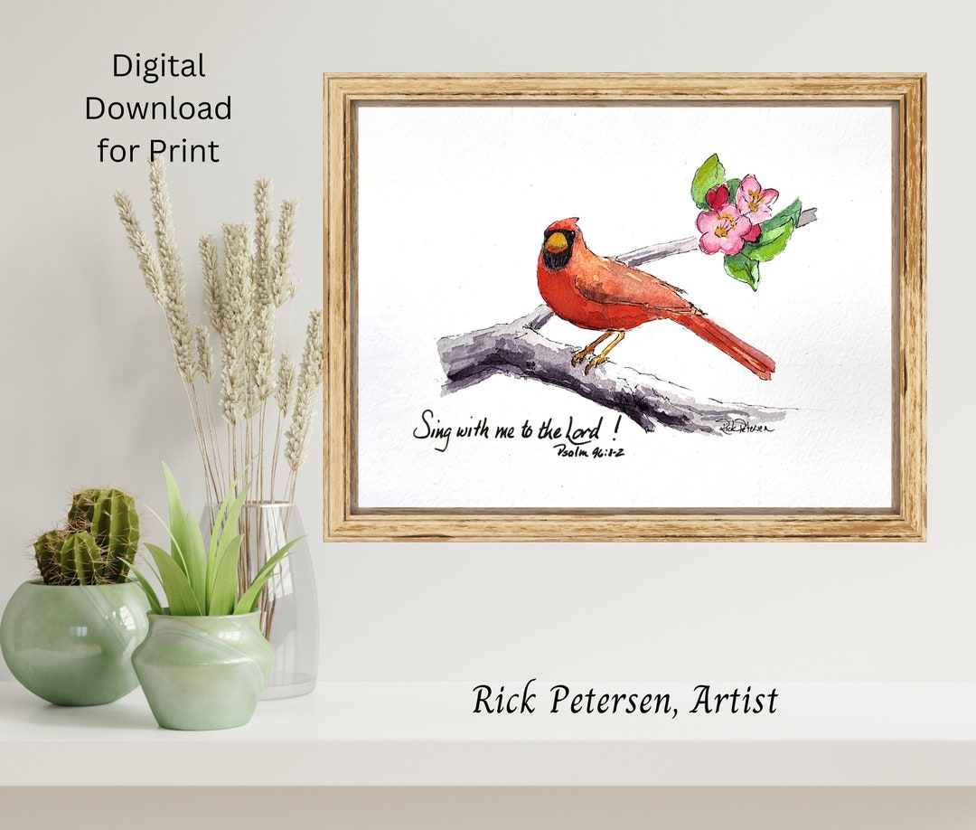 Digital Download, Inspirational Bible Verse, Cardinal 5, Psalm 96:1 ...